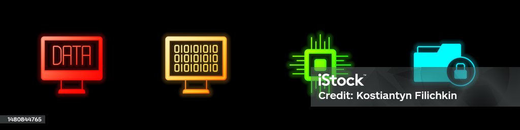 Set Data Analysis Binary Code Processor Cpu And Folder And Lock Icon ... Set Data Analysis Binary Code Processor Cpu And Folder And Lock Icon ...