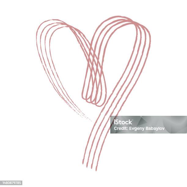 Lignes Fines Roses Deux Cœurs Damour Sur Fond Blanc Vector Vecteurs