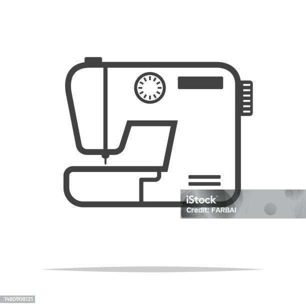 Sewing Machine Outline Icon Vector Isolated Stock Illustration
