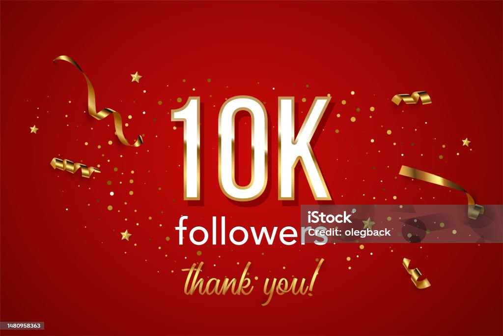 10000 Followers Celebration Horizontal Vector Banner Social Media