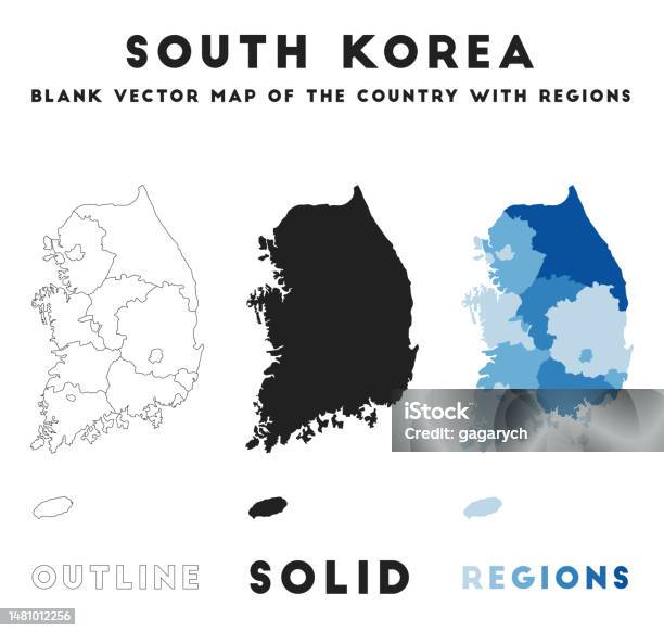 한국 지도 인포그래픽을 위한 한국 국경 벡터 국가 모양입니다 벡터 그림입니다 0명에 대한 스톡 벡터 아트 및 기타 이미지 0
