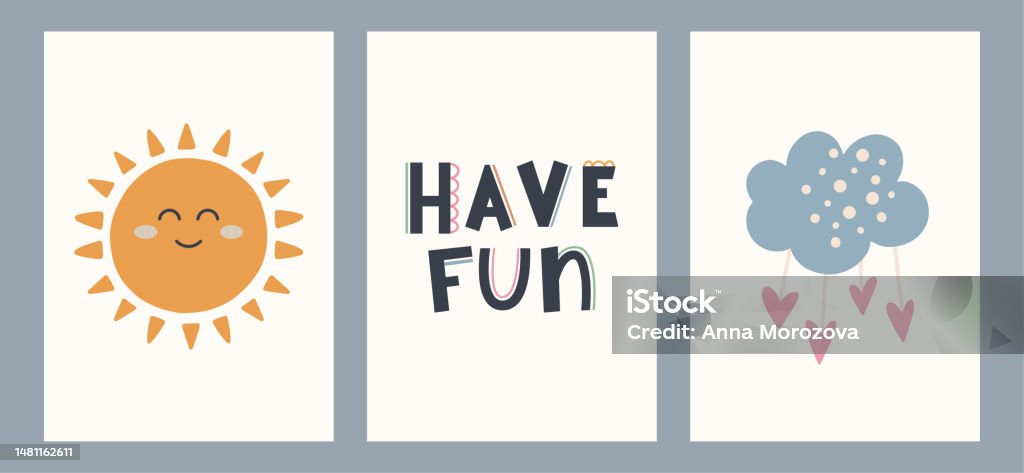Cute Hand Drawn Posters With Rainbow Education Elements In Boho Style