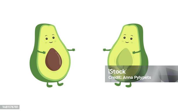 Cute Avocado Couple Cartoon Fruit Icons Avocado Couple In Love