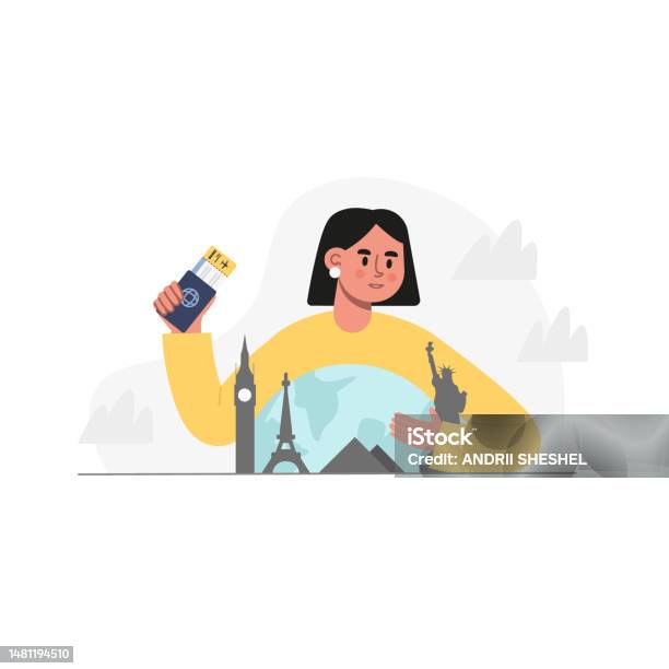 Personnage De Bande Dessinée Dune Jeune Femme Avec Une Carte