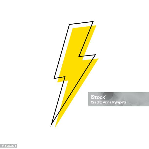 Icône Lightning Foudre Dans Le Modèle Plat Sur Le Fond Blanc Icône De