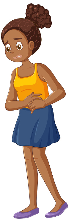 African American Girl Experiencing Menstrual Cramps During Puberty Stock Illustration Download