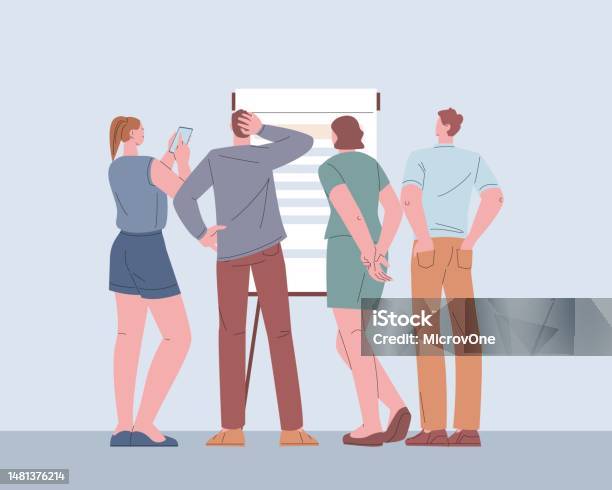 Ilustración de Grupo De Personas Mirando El Panel De Información ... Ilustración de Grupo De Personas Mirando El Panel De Información ...