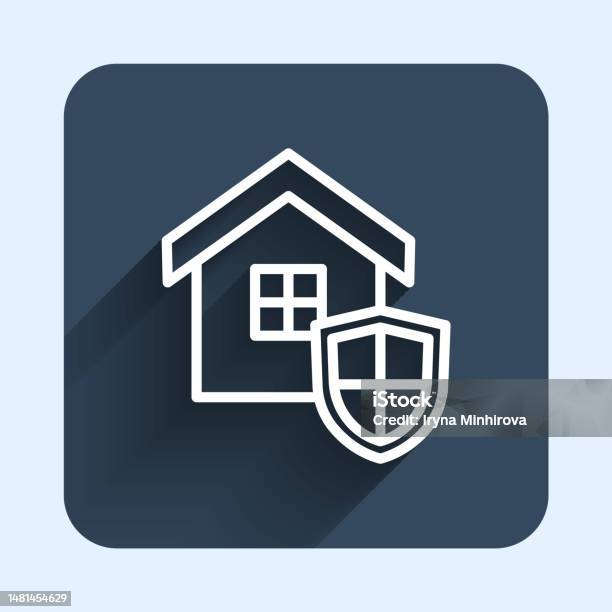 Garis Putih Rumah Dengan Ikon Perisai Terisolasi Dengan Latar Belakang ... Garis Putih Rumah Dengan Ikon Perisai Terisolasi Dengan Latar Belakang ...