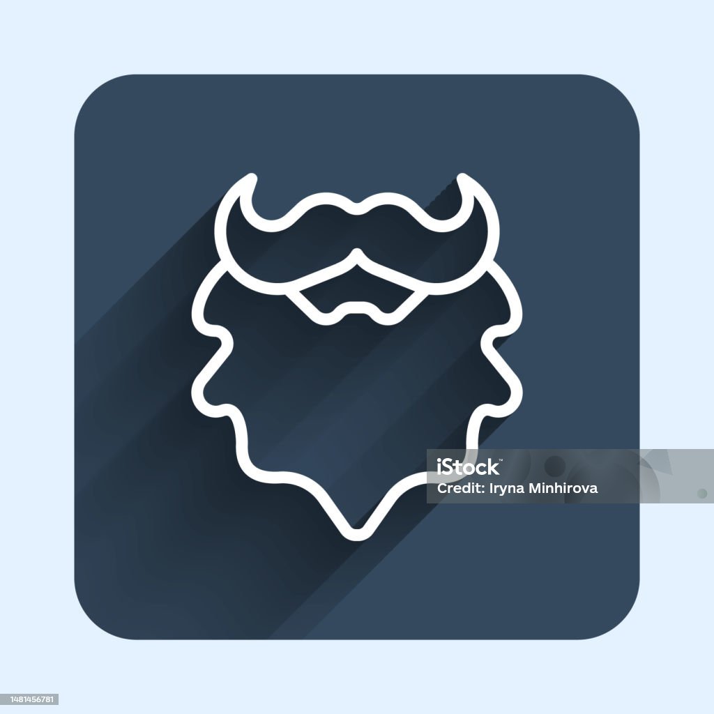 Ligne Blanche Icône De Moustache Et De Barbe Isolée Avec Un Long Fond