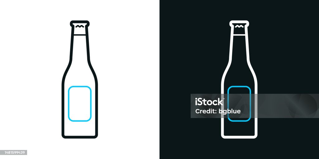 Bouteille De Bière Icône De Ligne Bicolore Sur Fond Noir Ou Blanc