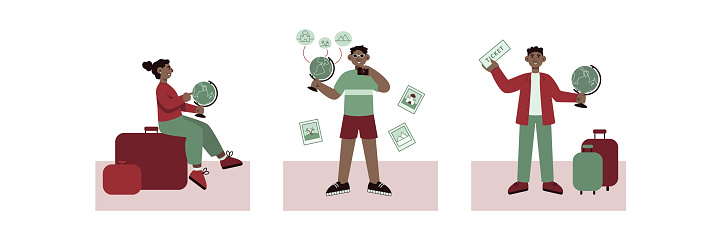 Ensemble De Différents Personnages De Dessins Animés De Jeunes Se