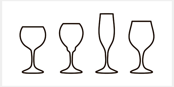 Wine Glass Toast Icon Isolated Sketch Hand Dravn Vector Stock