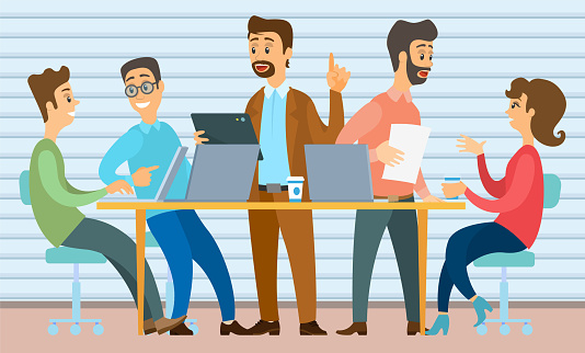 Pelatihan Staf Kantor Kerja Tim Konsep Pertemuan Bisnis Pemikiran Tim