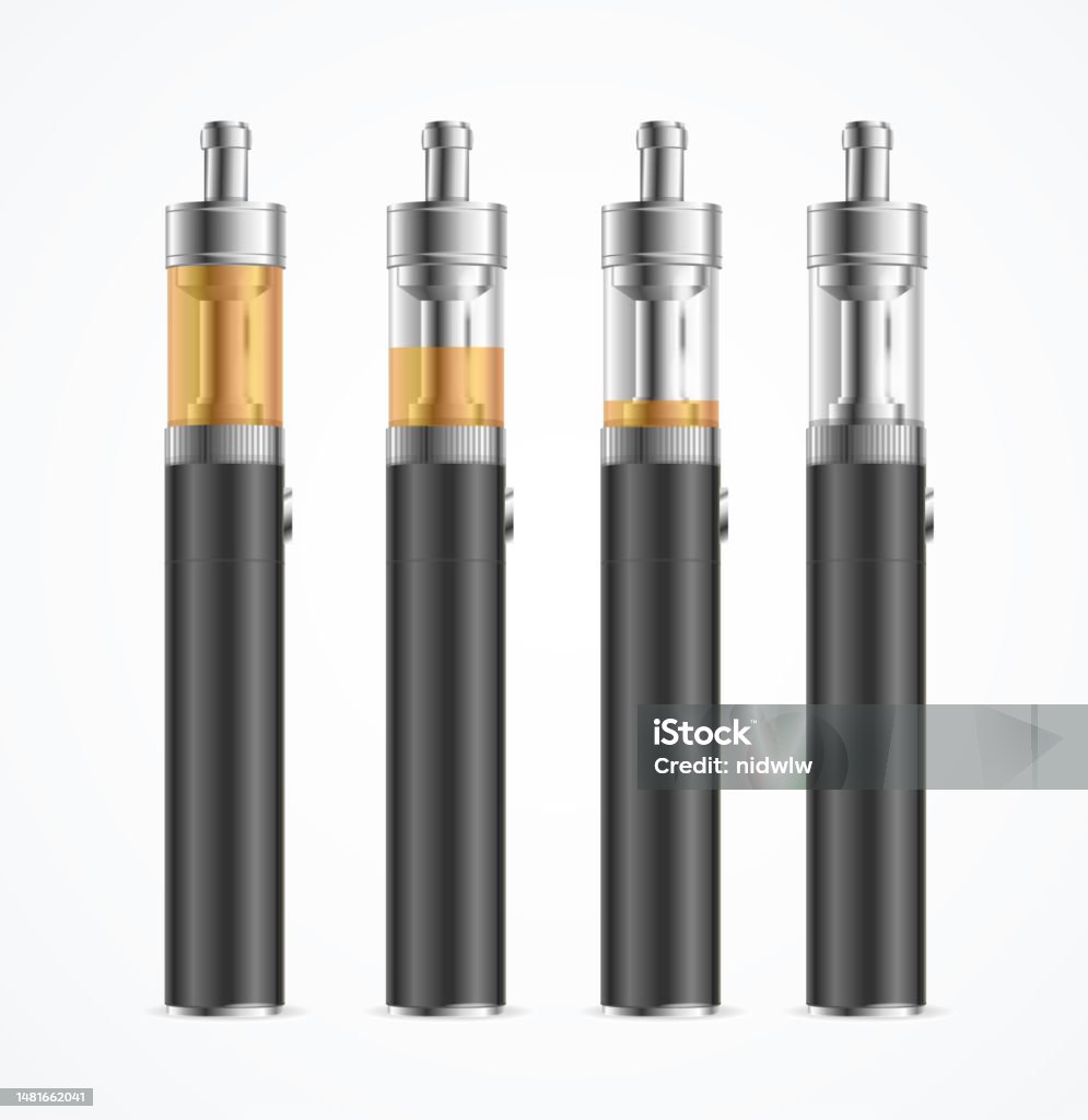 Realistic Detailed 3d Different Black Vape Pen Or Electronic Cigarette