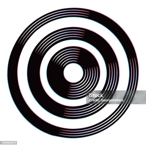 Concentric Circle Icon With Glitch Technique Stock Illustration