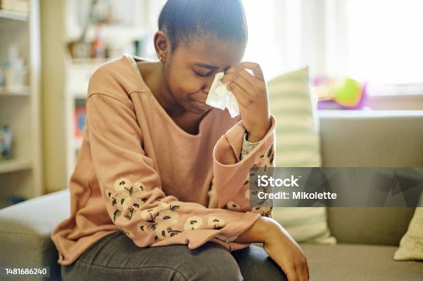 Black Girl Teen In Therapy And Depression Crying And Sad Adolescent With Mental Health And