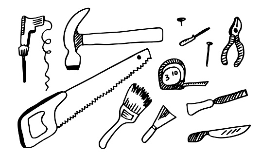 Collecte De Griffonnages Doutils De Construction De Travail Sur Fond