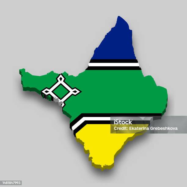 3d Isometric Map Of Amapa With Flag Stock Illustration Download Image