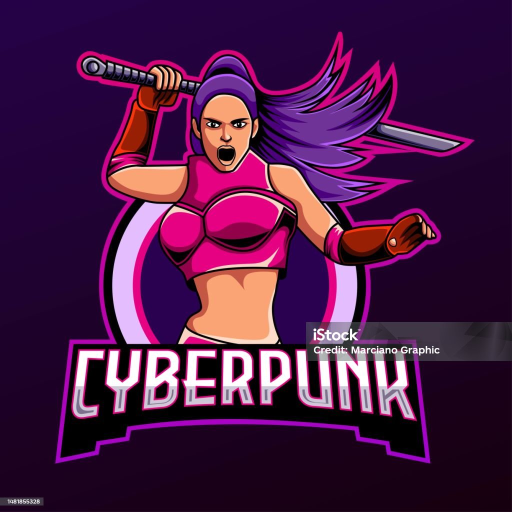 Cyberpunk Warrior Esport Logo Mascot Design Stock Illustration