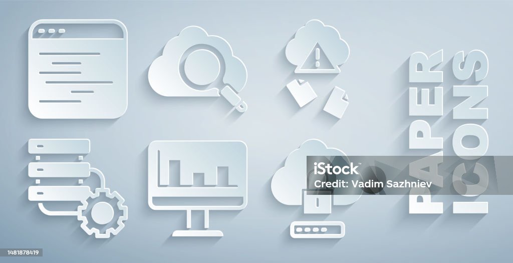 Set Monitor With Graph Chart Cloud Hacking Server And Gear Computing