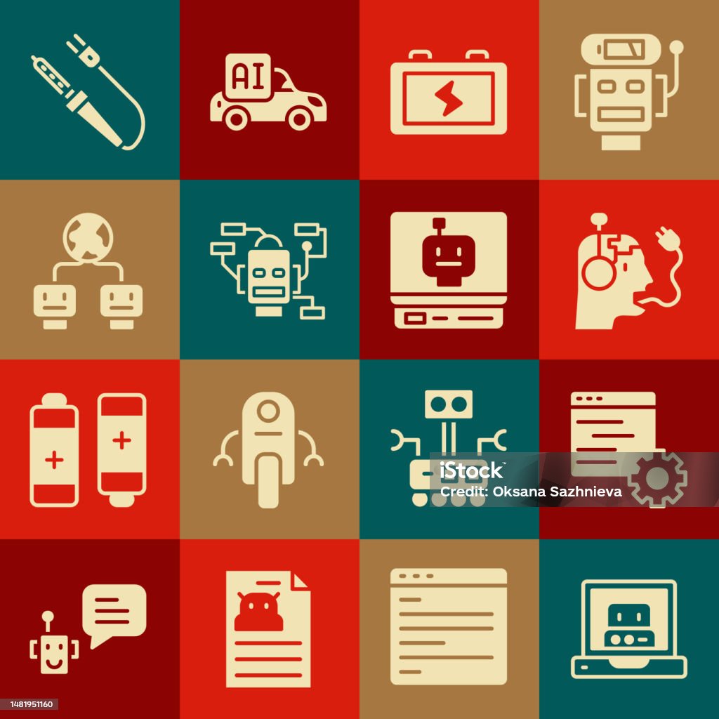 Set Creating Robot Computer Api Interface Robot Charging Battery Battery Artificial Intelligence