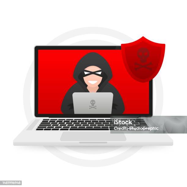 Hacker Cybercriminal With A Laptop Stealing Users Personal Data Hacking ... Hacker Cybercriminal With A Laptop Stealing Users Personal Data Hacking ...