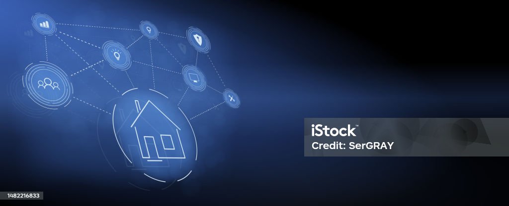 Banner Of Smart Home Technology The Building Consists Of Numbers And Is ... Banner Of Smart Home Technology The Building Consists Of Numbers And Is ...