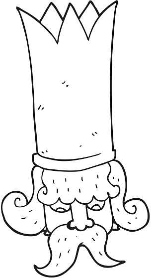 Dessin Animé Noir Et Blanc Dessiné À Main Levée King Avec Une Énorme