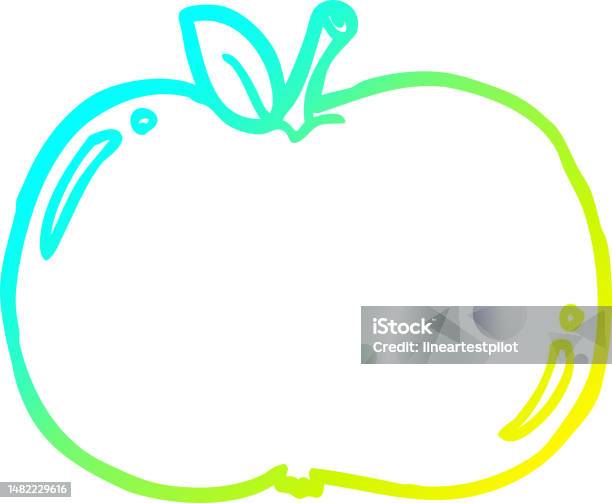 Dessin Au Trait Dégradé Froid Dune Pomme De Dessin Animé Vecteurs