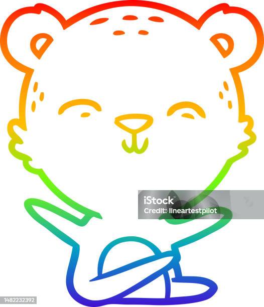 Dessin Au Trait Dégradé Arcenciel Dun Ours De Dessin Animé Heureux