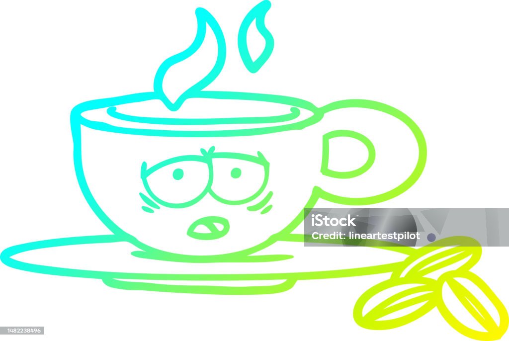 Dessin Au Trait Dégradé Froid Dune Tasse Espresso De Dessin Animé