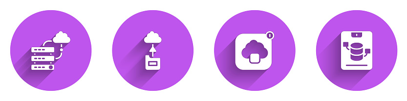 Set Network Cloud Connection Cloud Technology Data Transfer And Server Data Web Hosting Icon