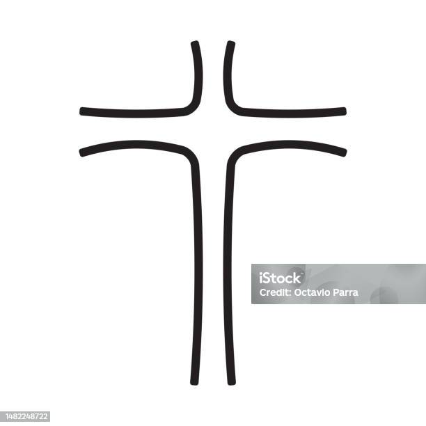 Christian Cross Icon Dalam Vektor Desain Trendi Eps 10 Ikon Salib
