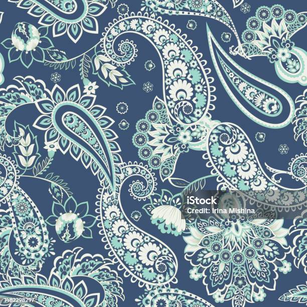 Seamless Paisley Pattern In Indian Batik Style Floral Vector