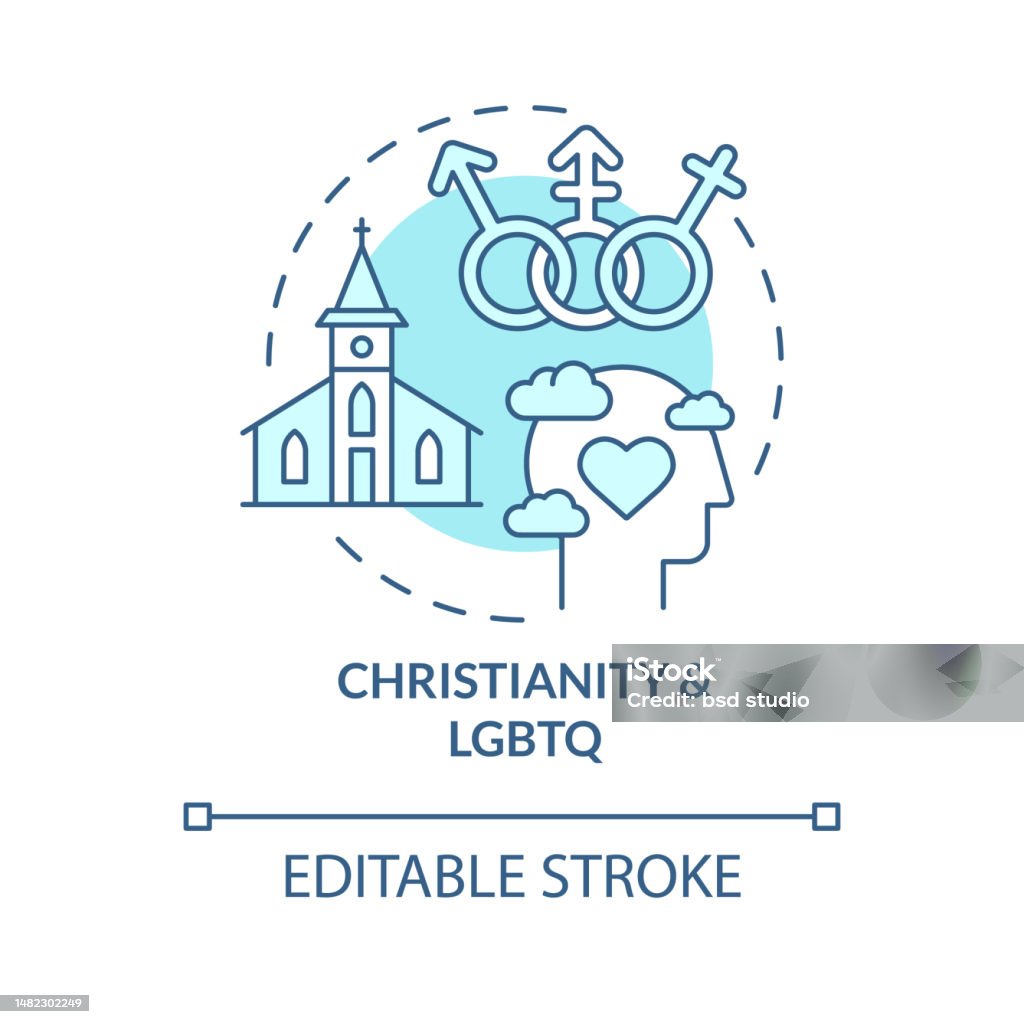Christianity And Lgbtq Turquoise Concept Icon Stock Illustration