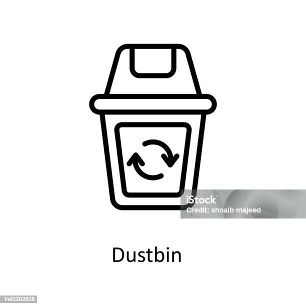 Ilustración De Iconos De Contorno Vectorial Del Cubo De Basura Stock