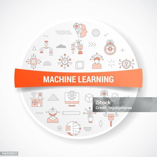 Concept Dapprentissage Automatique Avec Concept Dicône Avec Forme Ronde