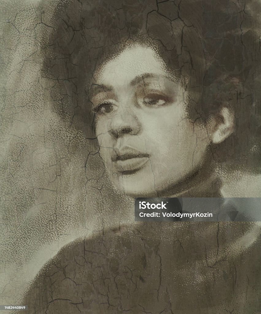 Picturesque Portrait Of A Black Woman With Thick Black Hair Retro Style