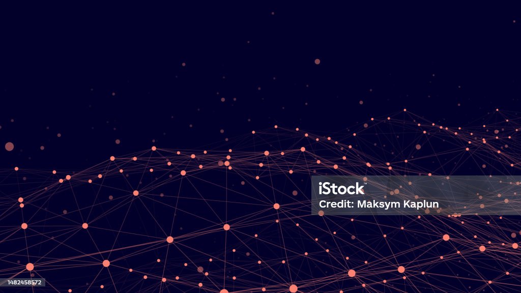 Gelombang Futuristik Abstrak Dengan Titiktitik Bergerak Aliran Partikel