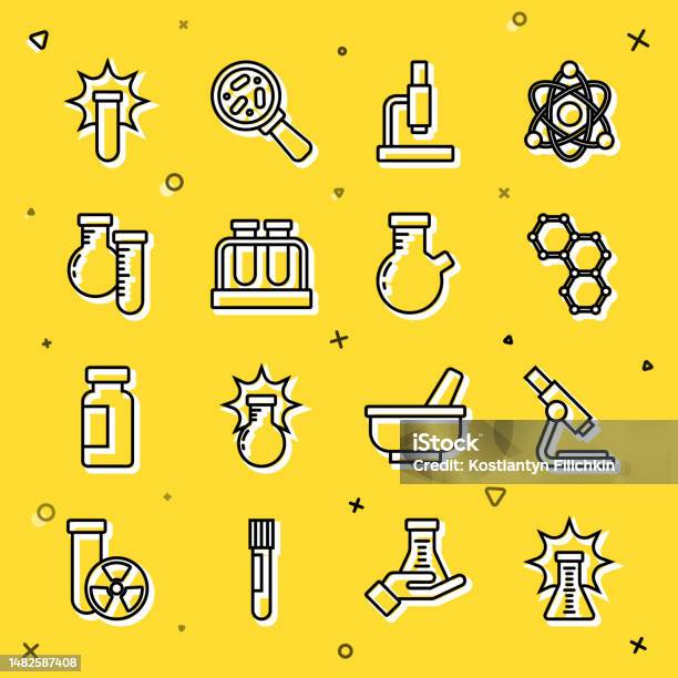 Set Garis Ledakan Kimia Mikroskop Rumus Tabung Reaksi Dan Labu Dan Ikon ... Set Garis Ledakan Kimia Mikroskop Rumus Tabung Reaksi Dan Labu Dan Ikon ...