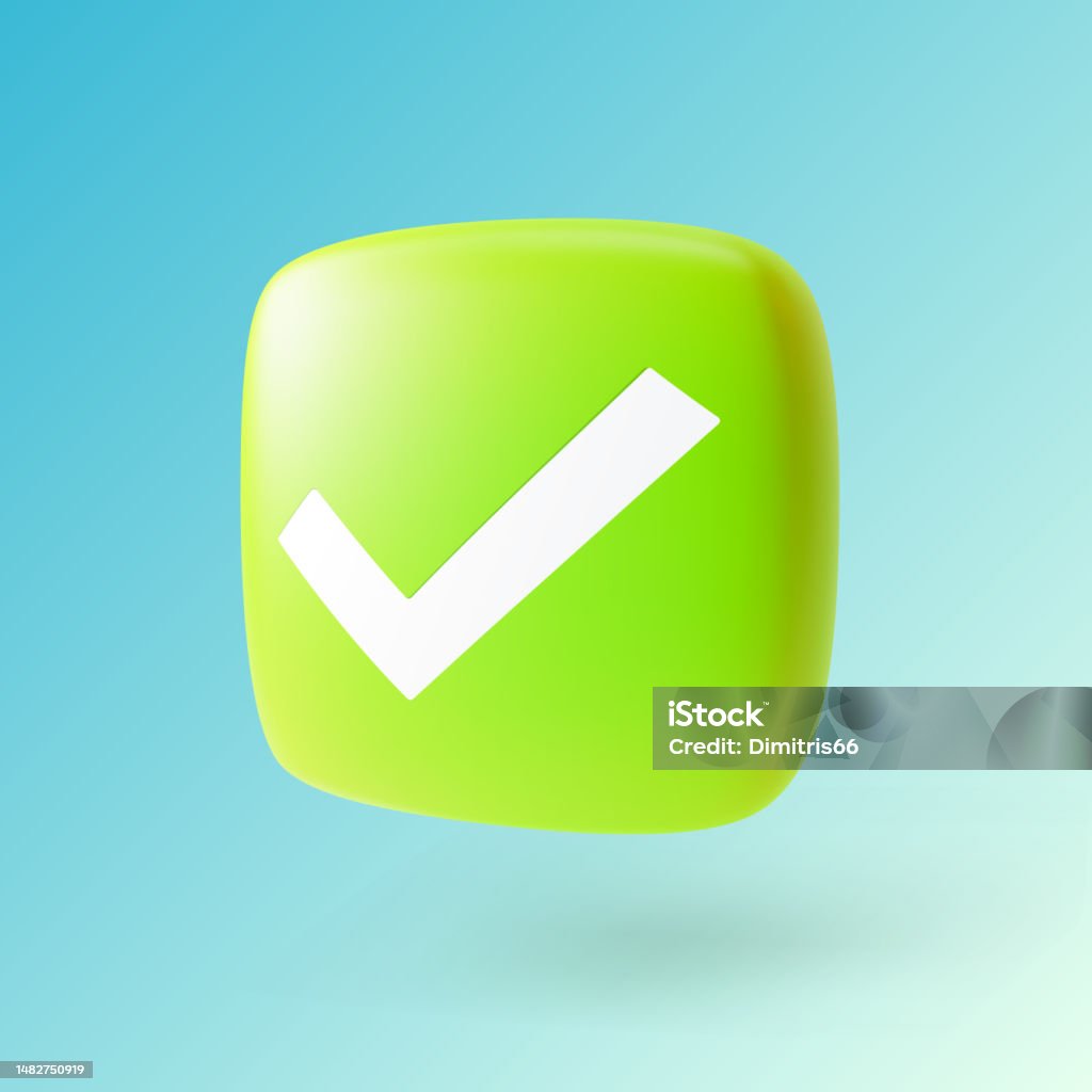 3d Vector Check Mark Icon Accepted Approved Right Correct True Done