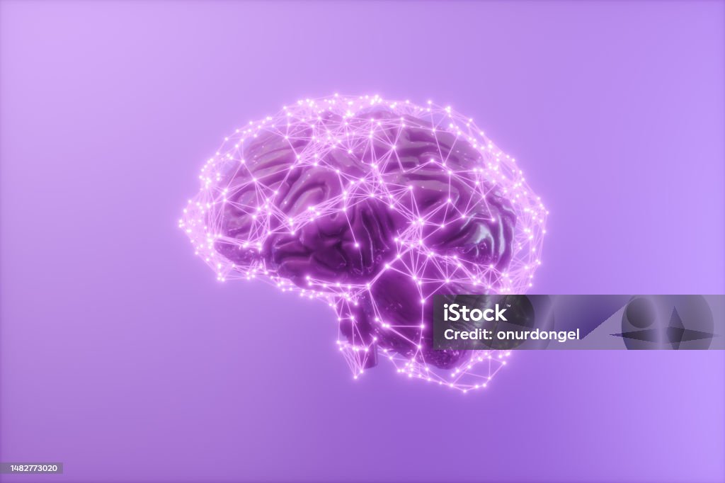 3d Human Brain With Connection Dots And Plexus Lines Artificial