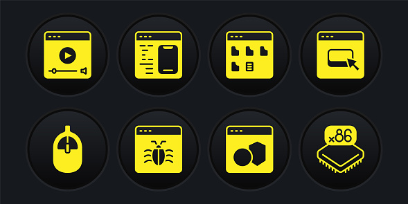Set Computer Mouse Browser Files System Bug Software Processor With Microcircuits Cpu And Online 9731
