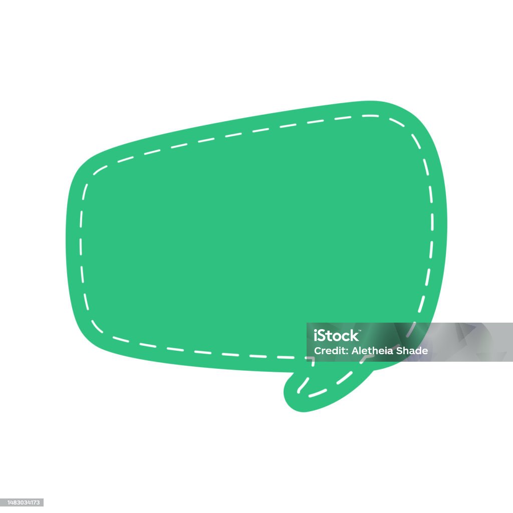 Blank Cute Speech Bubble With Dashed Line Simple Flat Scrapbook