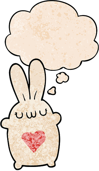 Lapin De Dessin Animé Mignon Avec Cœur Damour Avec Bulle De Pensée Dans