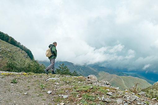 Pria Pelancong Berjanggut Dewasa Hiking Di Hutan Pegunungan Foto Stok ... Pria Pelancong Berjanggut Dewasa Hiking Di Hutan Pegunungan Foto Stok ...