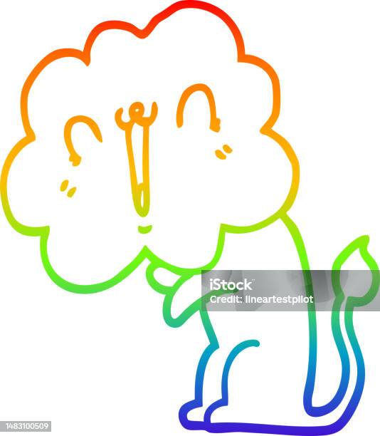 Dessin Au Trait Dégradé Arcenciel Dun Joli Lion De Dessin Animé