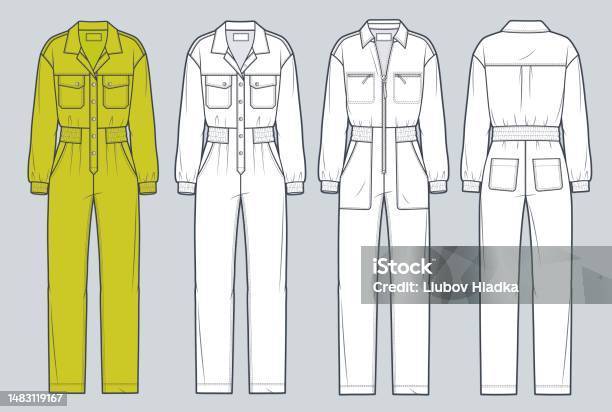 Utilitaire Jumpsuit Technique Mode Illustration Dans Lensemble Modèle