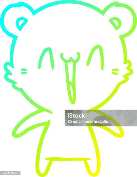 Dessin Au Trait Dégradé Froid Dun Dessin Animé Dours Polaire Heureux