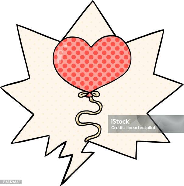 Cartoon Love Heart Balloon Avec Bulle De Parole Dans Le Style Bande